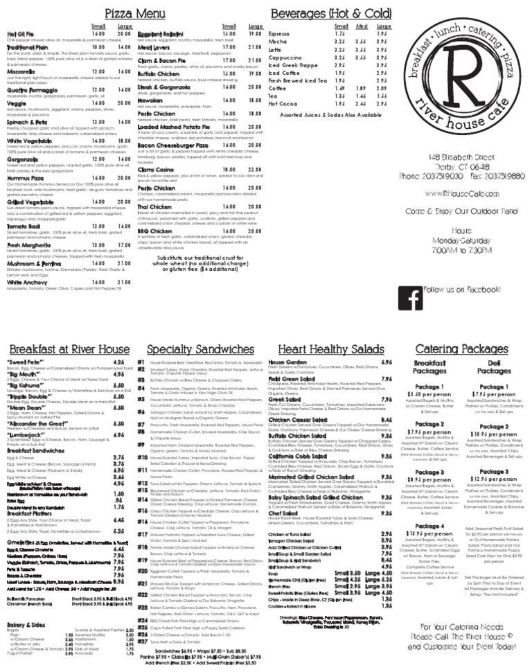 River House Cafe Menu | PDF | Salad | Pesto