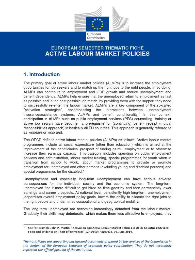 Active Labour Market Policies in Europe | PDF | Unemployment | Social ...