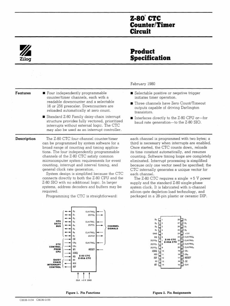 Z-80 Counter/Timer Circuit Specification | PDF | Input/Output | Central Processing Unit