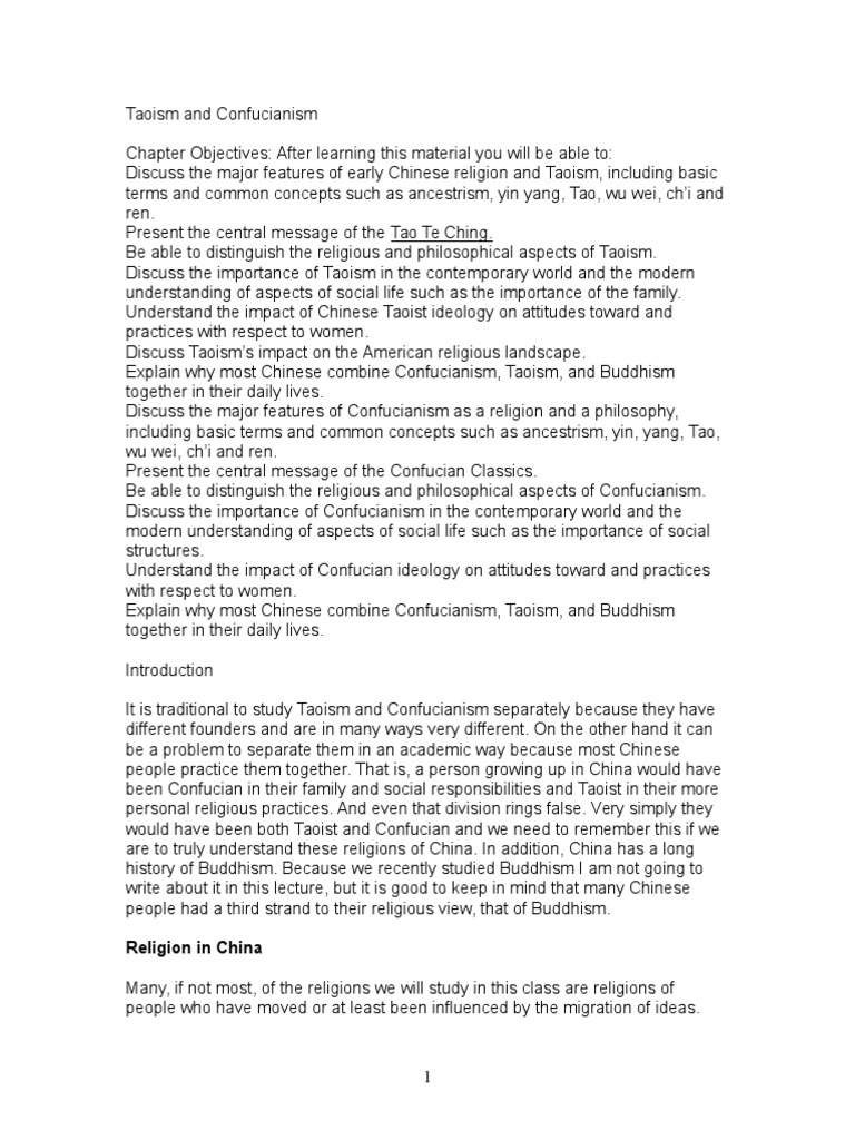 Taoism and Confucianism | PDF | Tao | Laozi