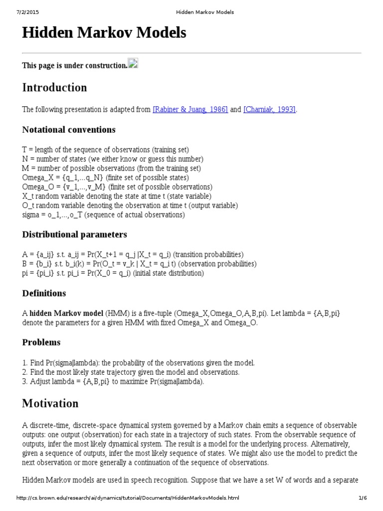 Hidden Markov Models | PDF | Markov Chain | Bayesian Network