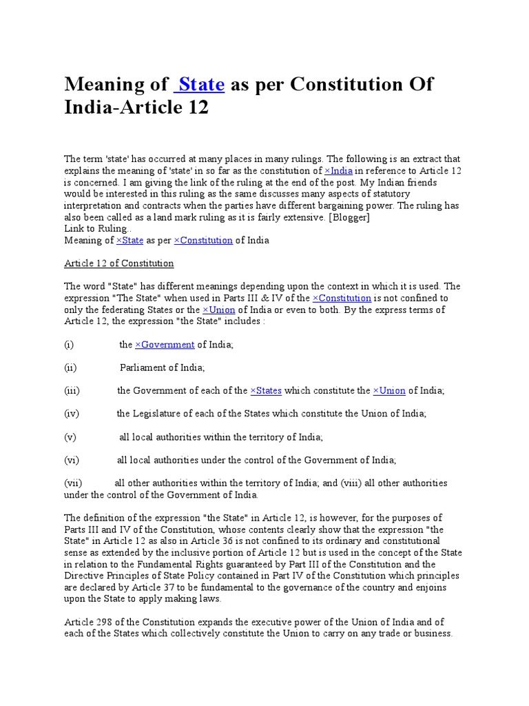 Meaning of STATE Under Article 12 | PDF | Constitution | Public Law