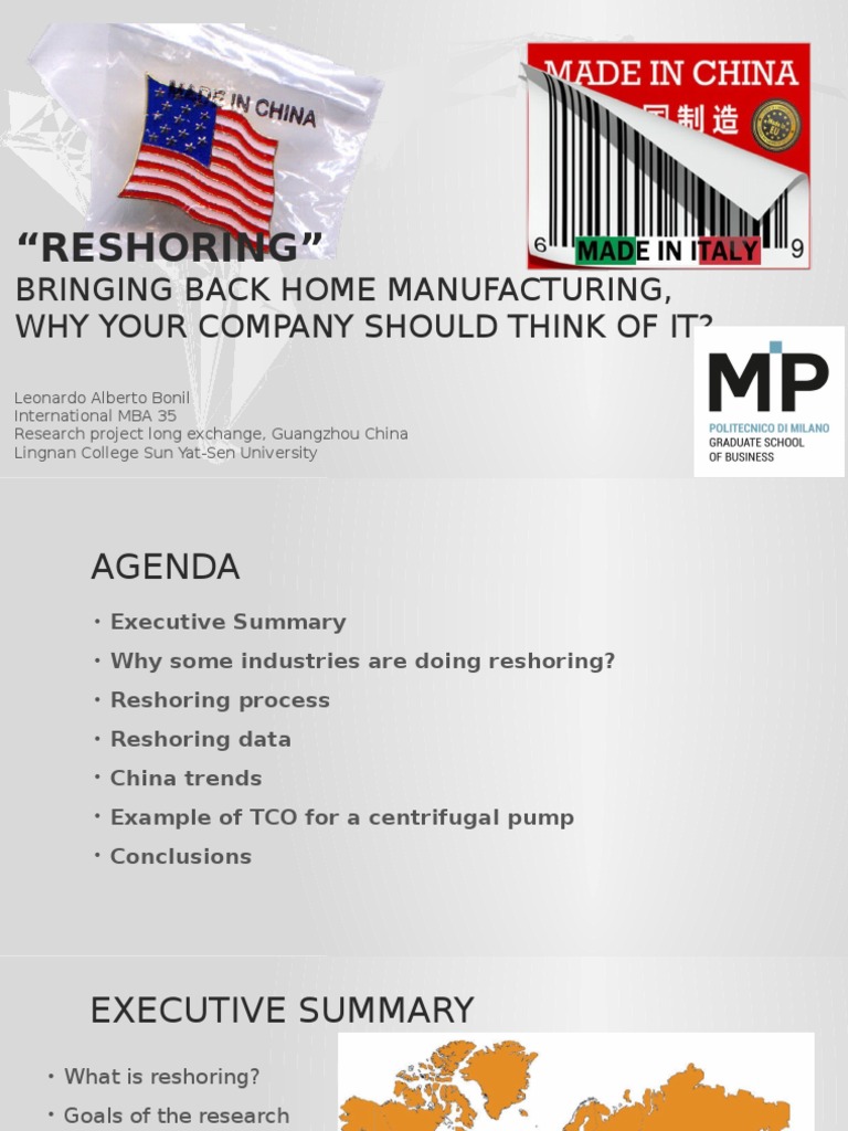 Reshoring | PDF | Total Cost Of Ownership | Inventory