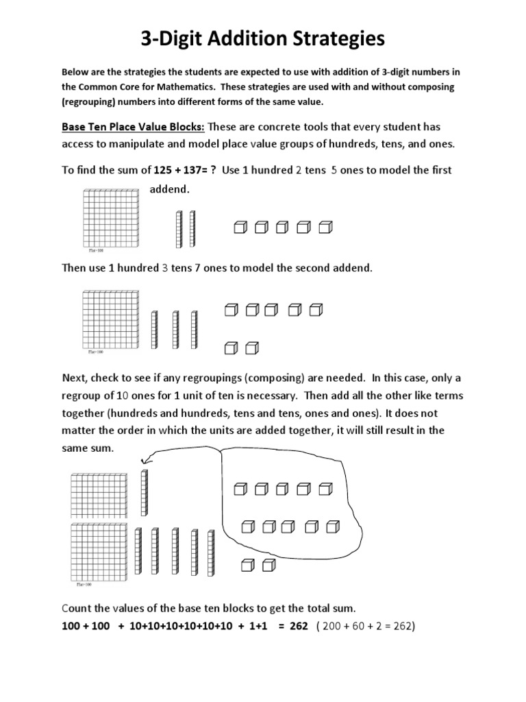 3-Digit Addition Strategies for Grade 3 | PDF | Mathematical Objects ...