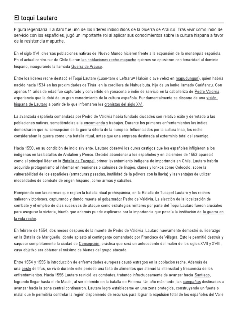 El Toqui Lautaro - Estrategia Consejo | PDF | Chile | América del Sur