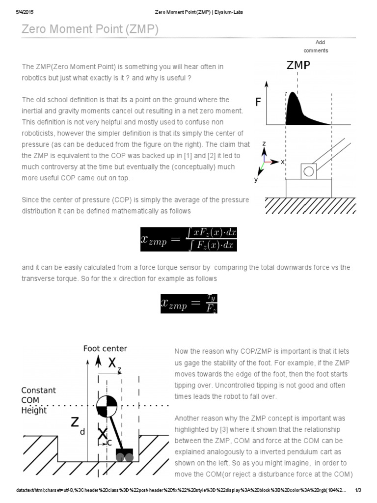 Zero Moment Point ZMP Elysium Labs | PDF | Dynamics (Mechanics ...