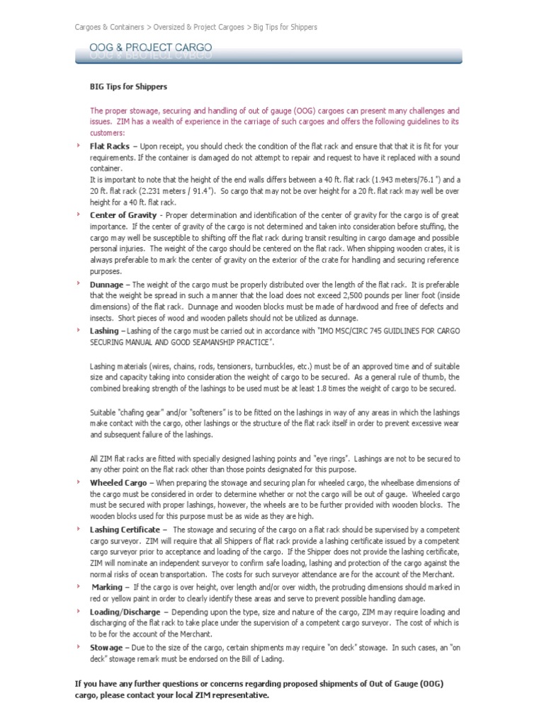 Oversized & Project Cargo | PDF | Cargo | Freight Transport