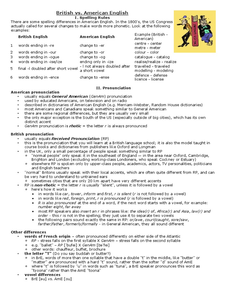 AmE Vs BrE - Spelling, Grammar, Pronunciation | Download Free PDF ...