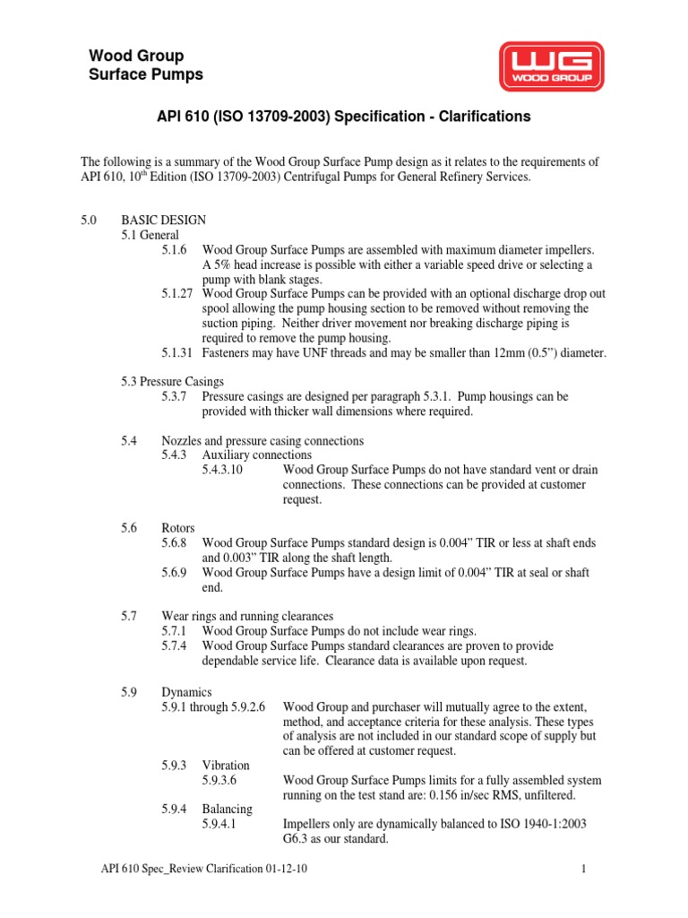 API 610 Spec - Review Clarification3page 01-12-10 | PDF | Bearing ...