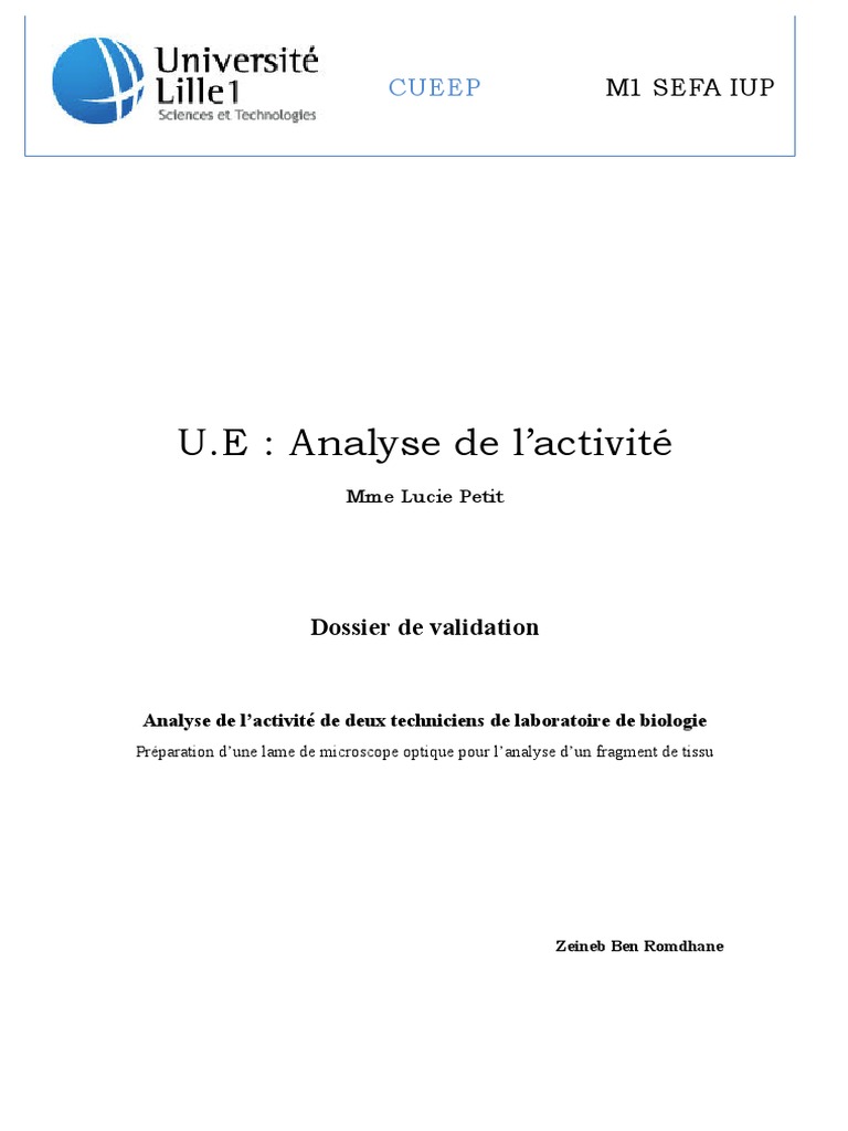Dossier de Validation | PDF | Histologie | Laboratoires