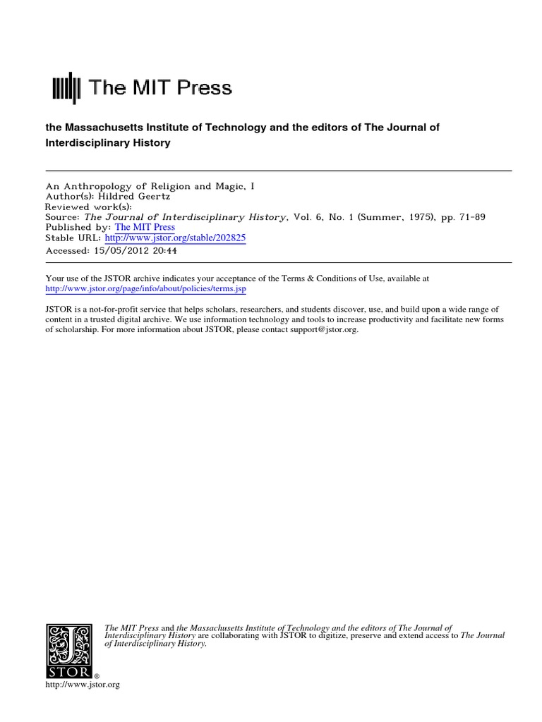 Hildred Geertz - An Anthropology of Religion and Magic I | PDF | Magic ...