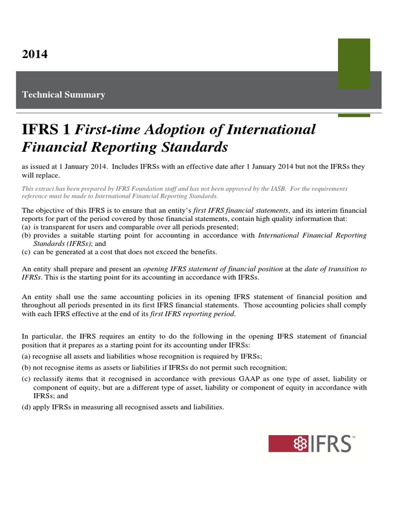 IFRS 1.pdf | International Financial Reporting Standards | Financial Statement