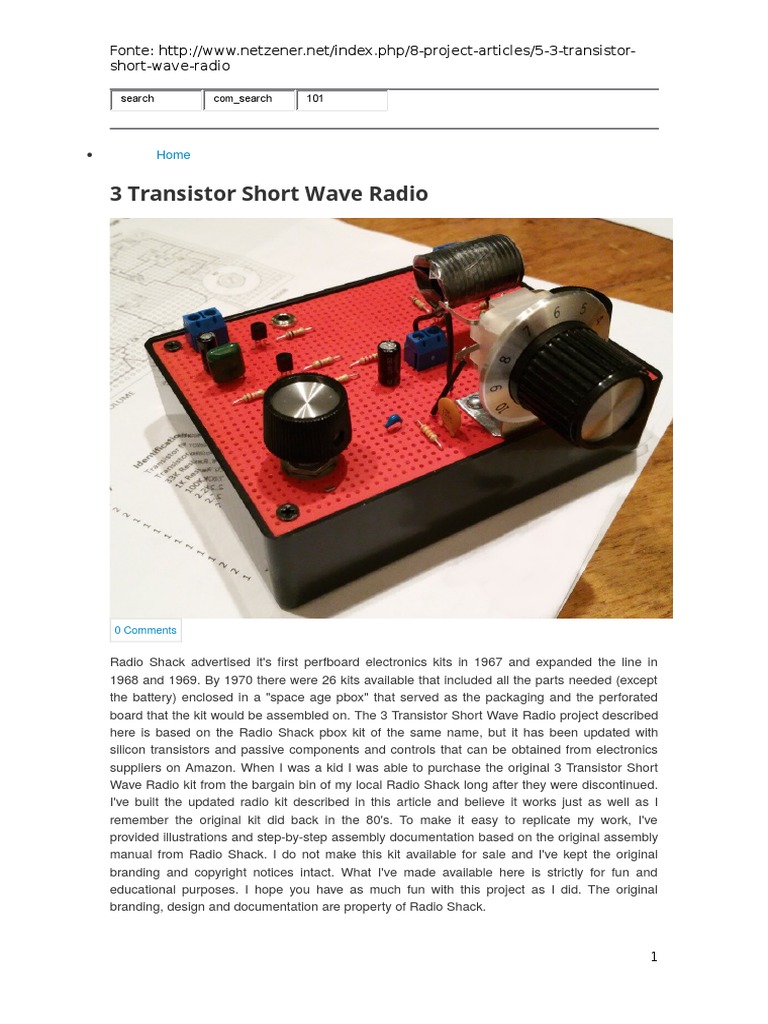 3 Transistor Short Wave Radio | PDF | Transmitter | Amplifier