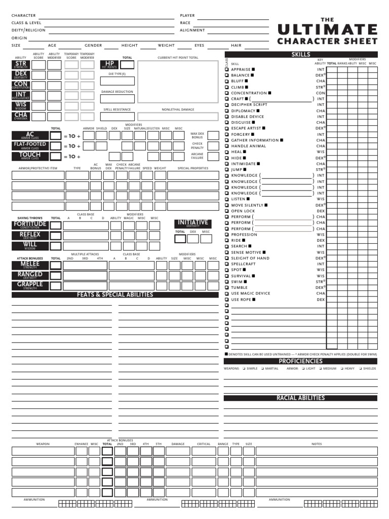 3E UltimateCharacterSheet | PDF | Tabletop Games | Gaming