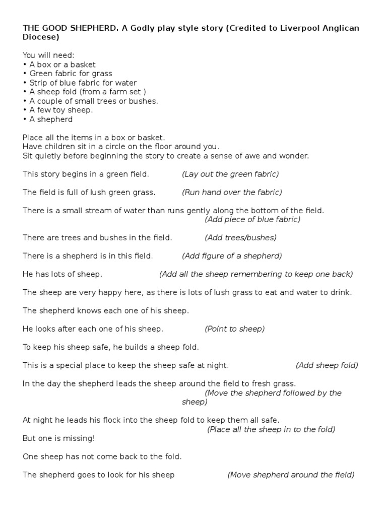 Good Shepherd: Lost Sheep Story Activity | PDF