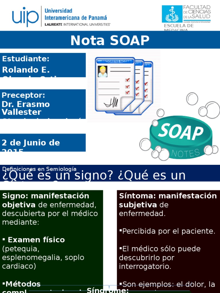 Nota SOAP | Medicina CLINICA | Medicina