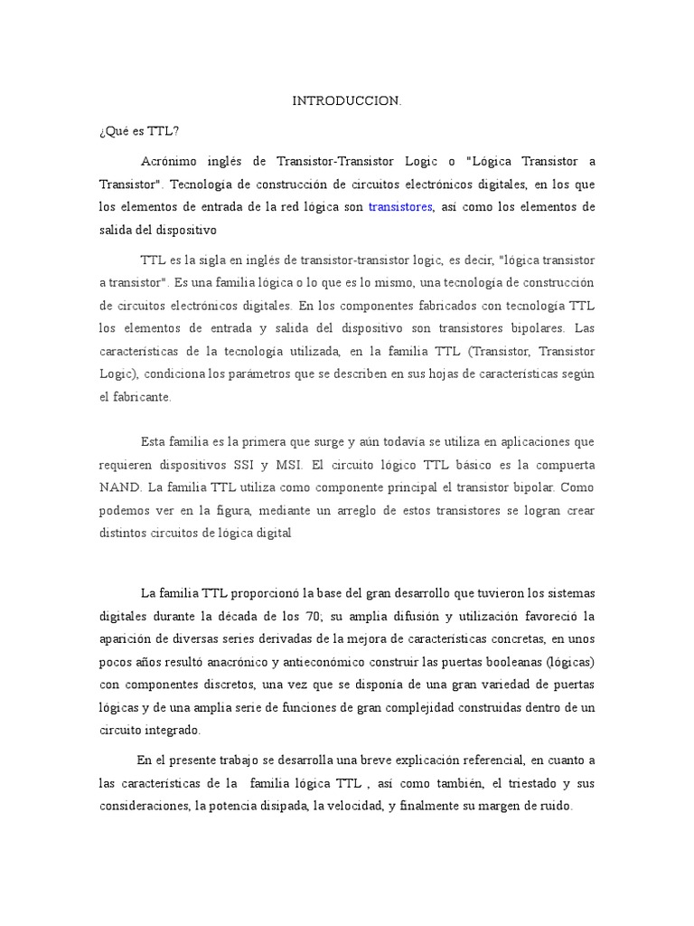 Que Es TTL | PDF | Transistor | Electrónica