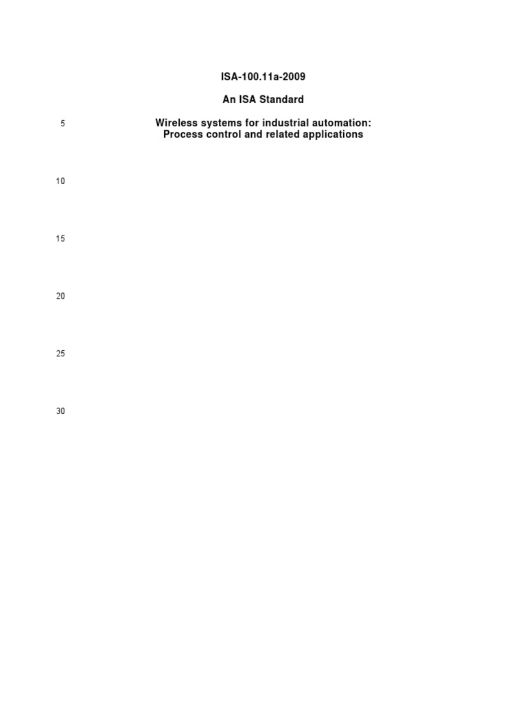 ISA 100 11a Wireless Standards For Industrial Automation 2009 PDF | PDF ...