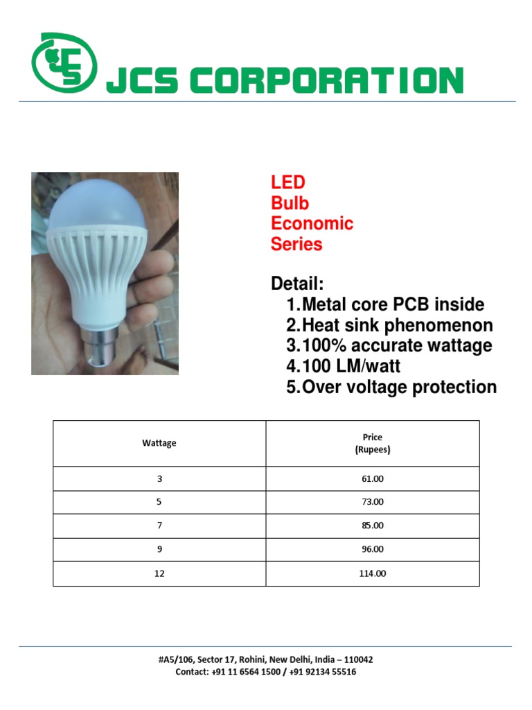 LED Bulb Economic Series Pricing Guide | PDF