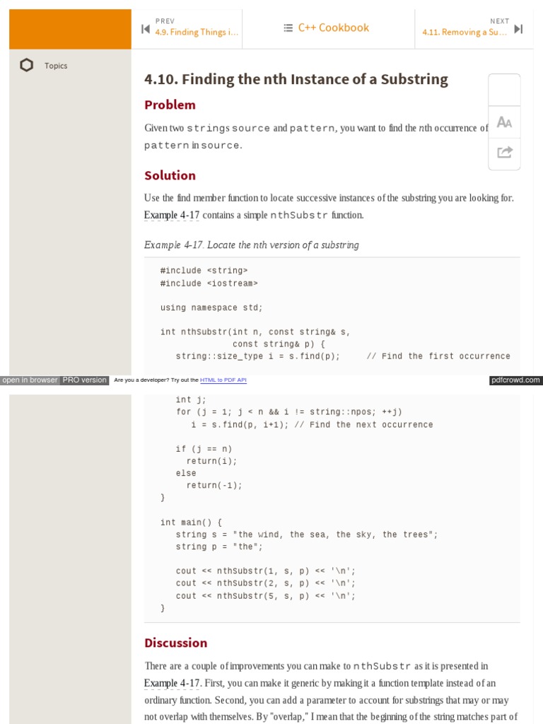 4.10. Finding The NTH Instance of A Substring: Problem | Download Free PDF | Areas Of Computer ...