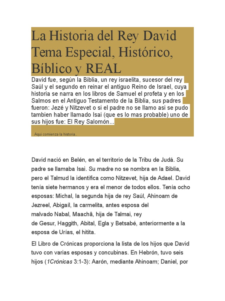 La Historia Del Rey David Tema Especial | David | Goliat | Prueba ...