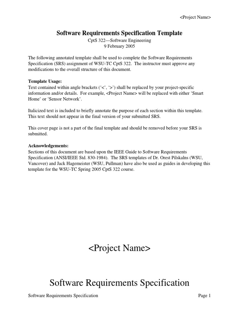 Software Requirements Specification Template | PDF | Specification ...