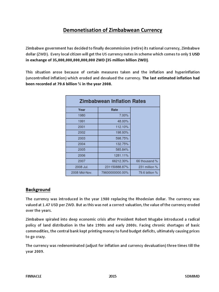 Zimbabwe Currency Demonetisation 2015 | PDF | World Economy | Banking