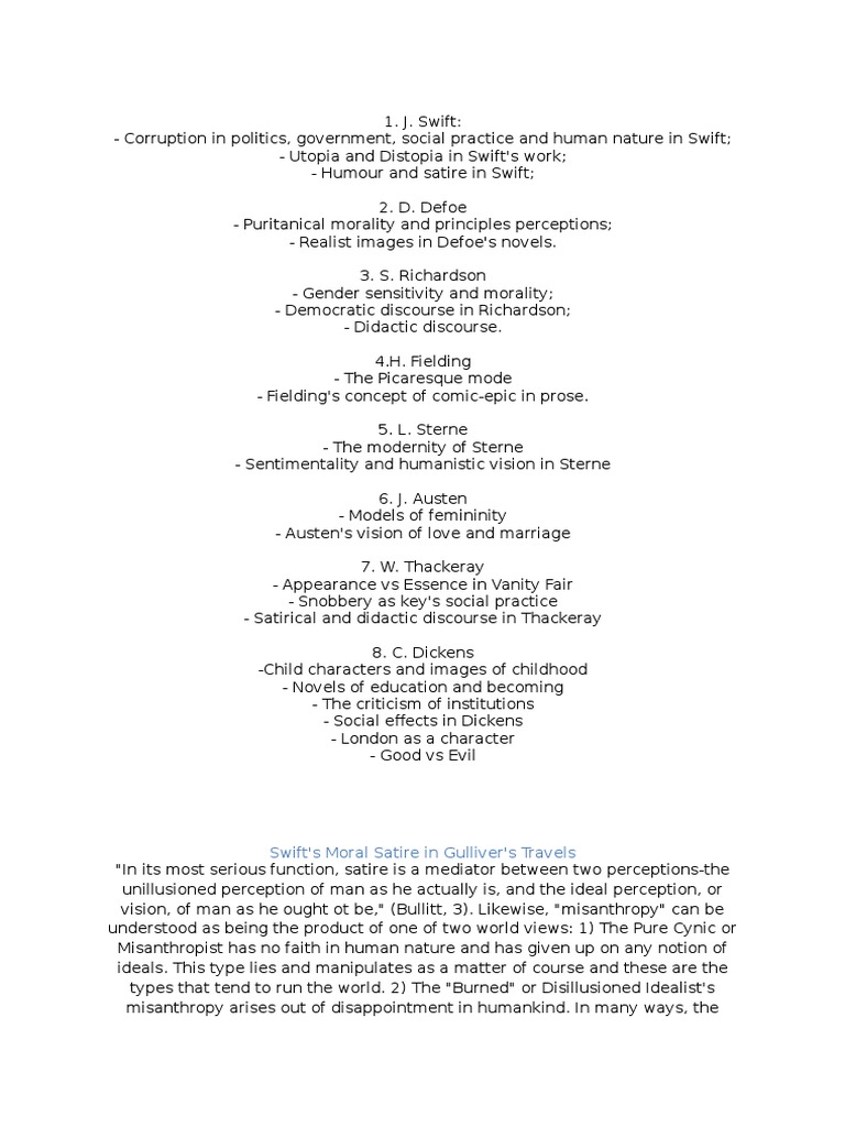 J. Swift & D. Defoe | PDF | Utopia | Gulliver's Travels