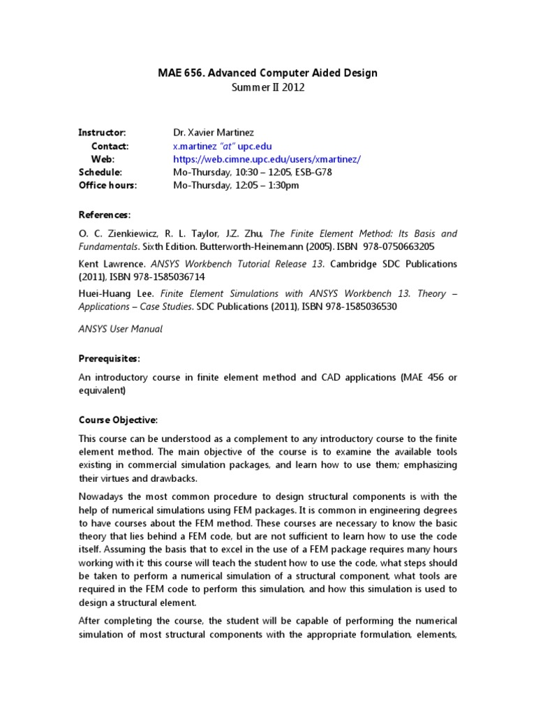 Ansys Tutorial For Assignment 2 Pdf Finite Element Method Simulation