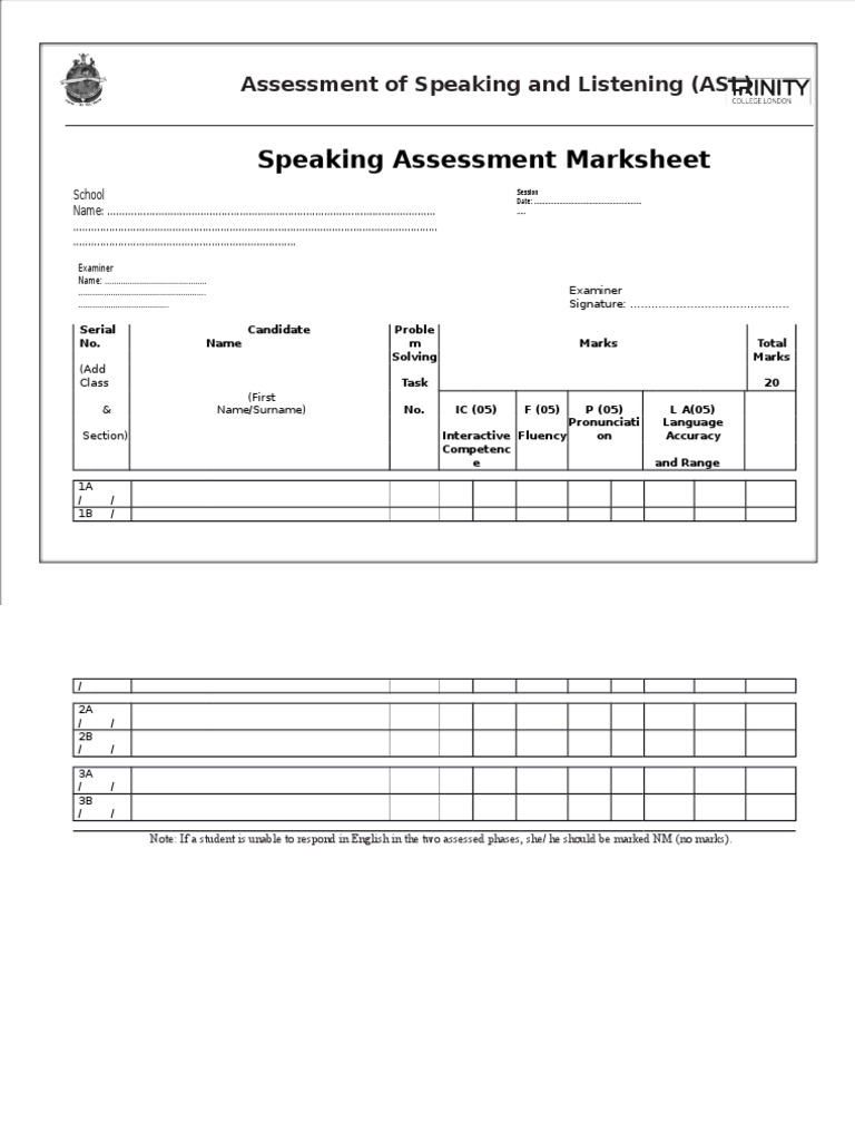 Speaking Marksheet Hindi | PDF | Career & Growth | Foreign Language Studies
