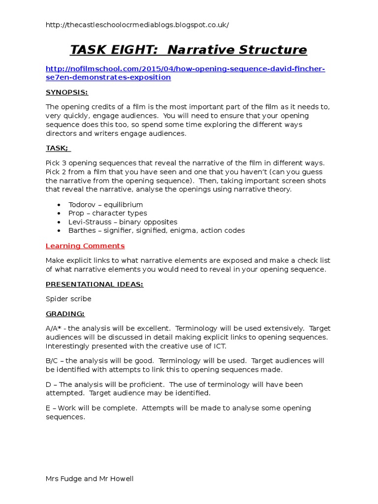 TASK 8 - Narrative Structure | PDF | Art | Computers