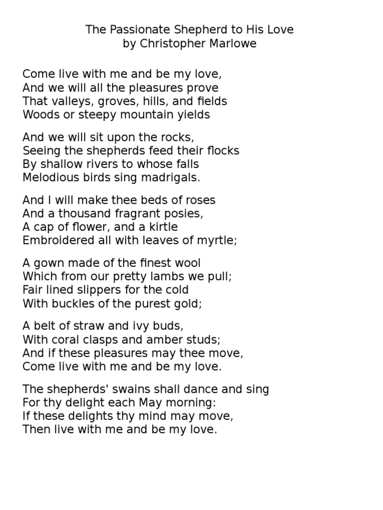 The Passionate Shepherd To His Love | PDF