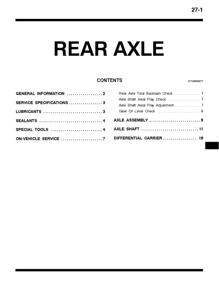 Mitsubishi Pajero Workshop Manual 27 - Rear Axle | PDF | Cars Of Japan ...