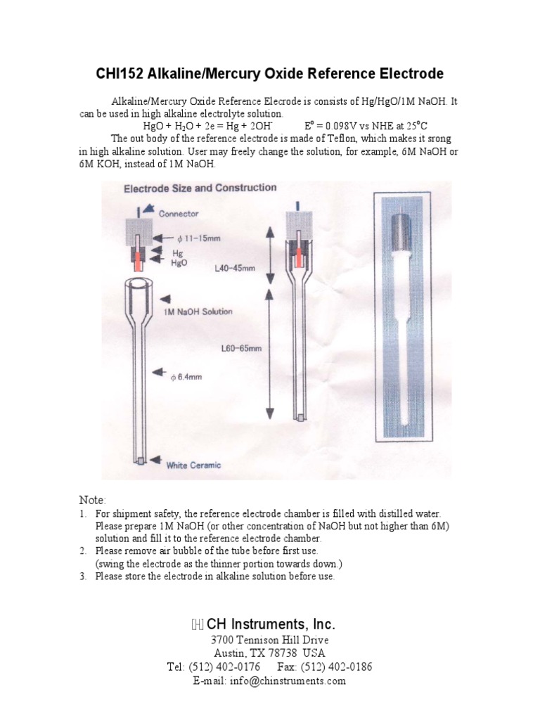 CHI152 Alkaline Reference Electrode Guide | PDF | Home & Garden ...