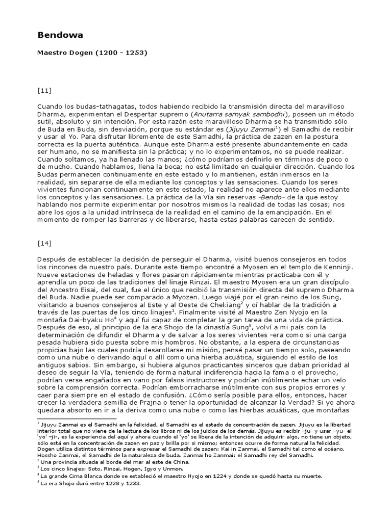Bendowa | Descargar gratis PDF | zen | Budeidad