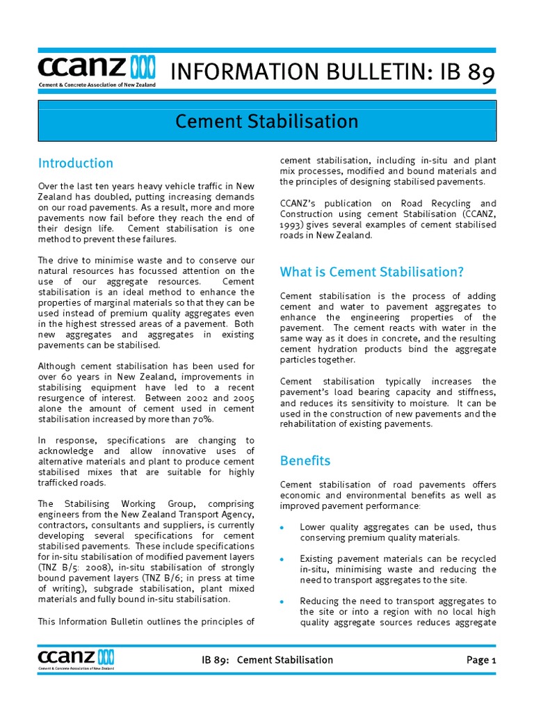 Cement Stabilisation | PDF | Road Surface | Concrete