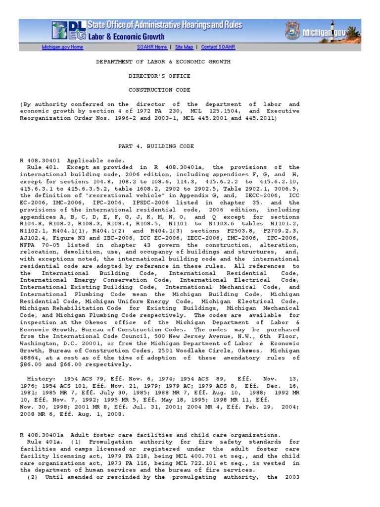 Michigan Building Code Summary | PDF | Courtroom | Hvac