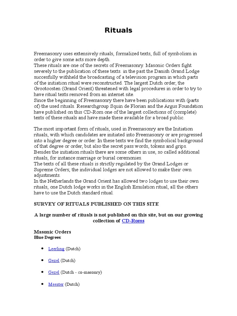 Ritual | PDF | Freemasonry | Masonic Lodge