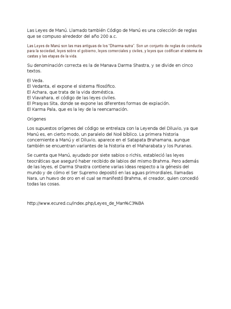 Leyes de Manú: Código y Orígenes | PDF | Religión y espiritualidad