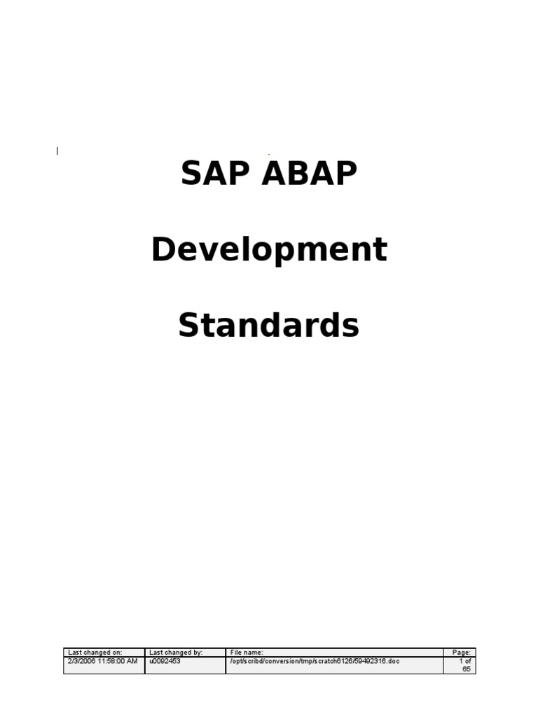 ABAP Standards PDF | PDF | Database Index | Subroutine ABAP Standards PDF | PDF | Database Index | Subroutine