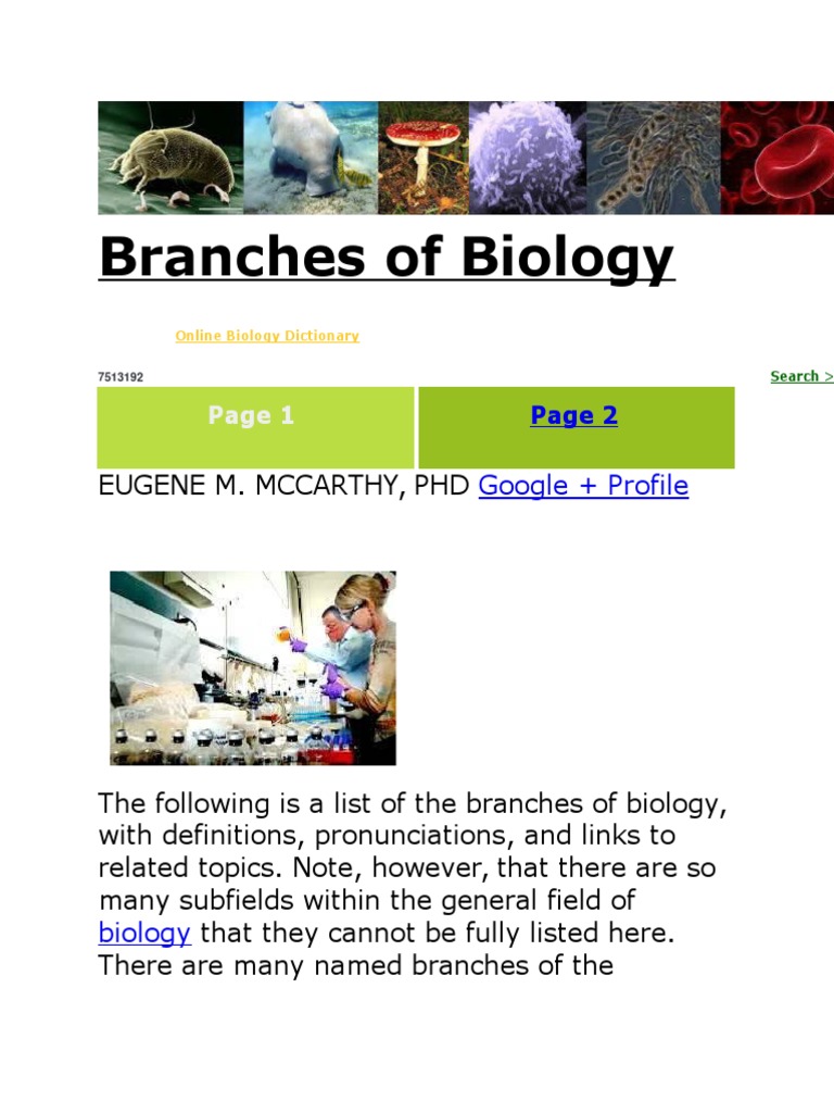 Branches Of Biology