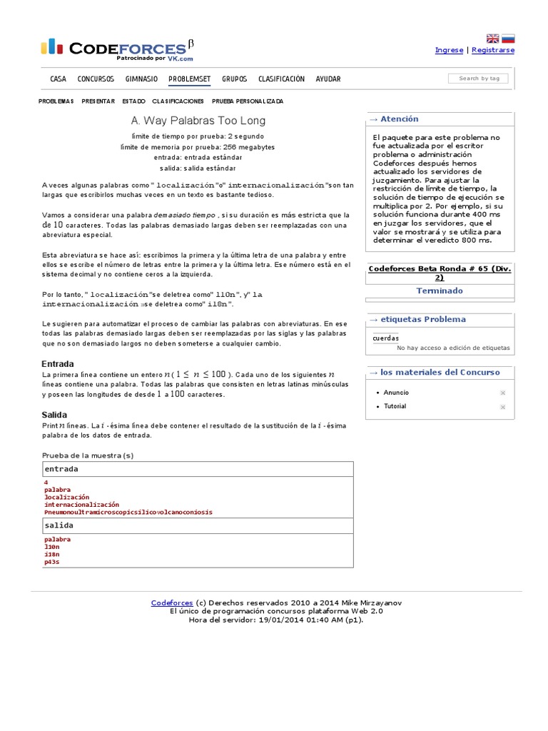 Problema - 71A - Codeforces | PDF