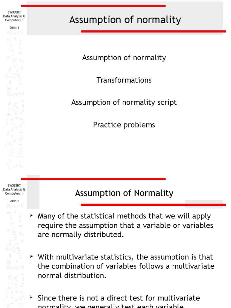 Normality Assumptions in Statistics | PDF | Normal Distribution ...