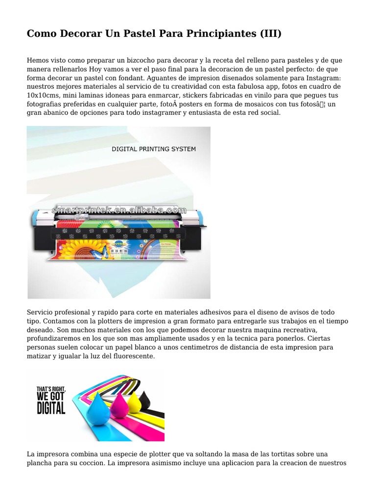 Como Decorar Un Pastel para Principiantes (III) | PDF | Impresora ...
