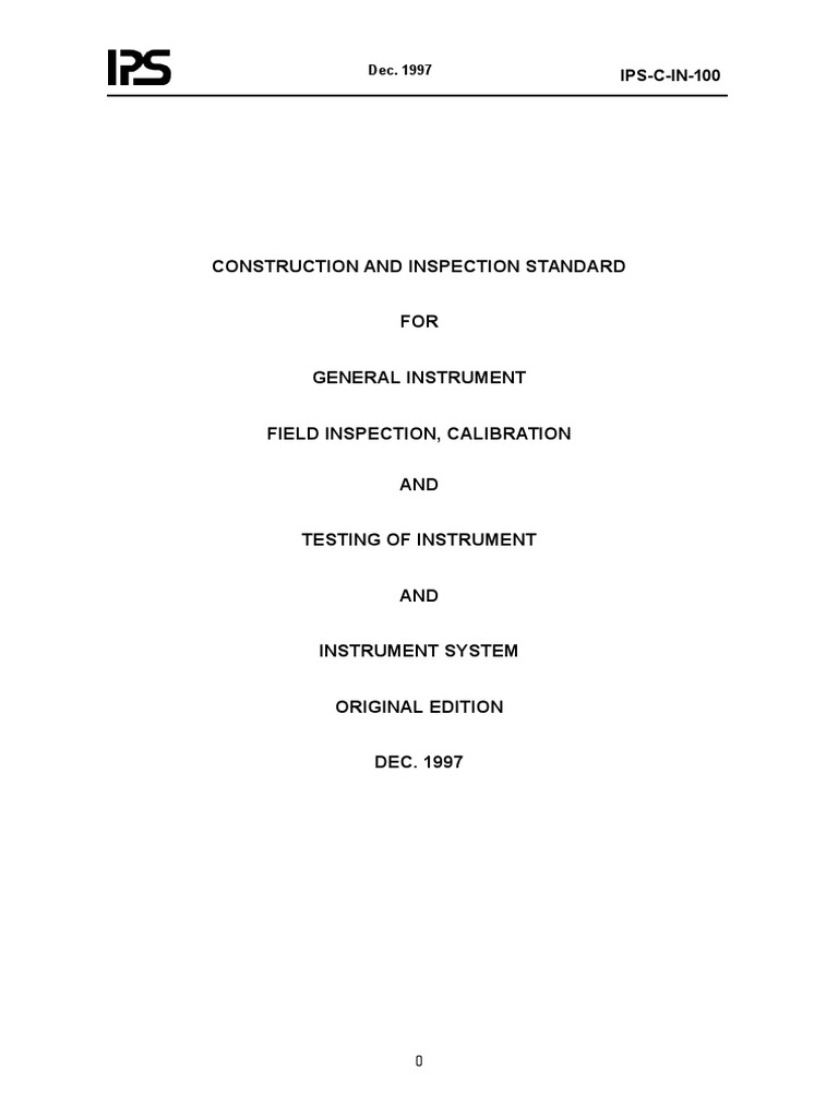 Field Inspection of Instrumentation System | PDF | Calibration | Valve