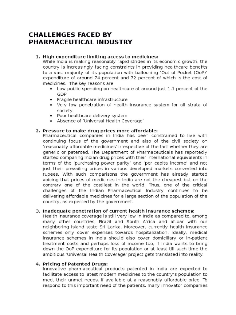 Challenges Faced by Pharmaceutical | PDF | Pharmaceutical Drug | Patent