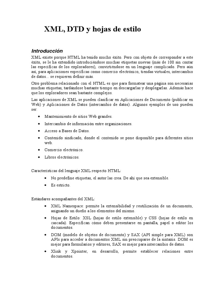 Especificacion XML-dtd-hoja de Estilos | PDF | HTML | Xml