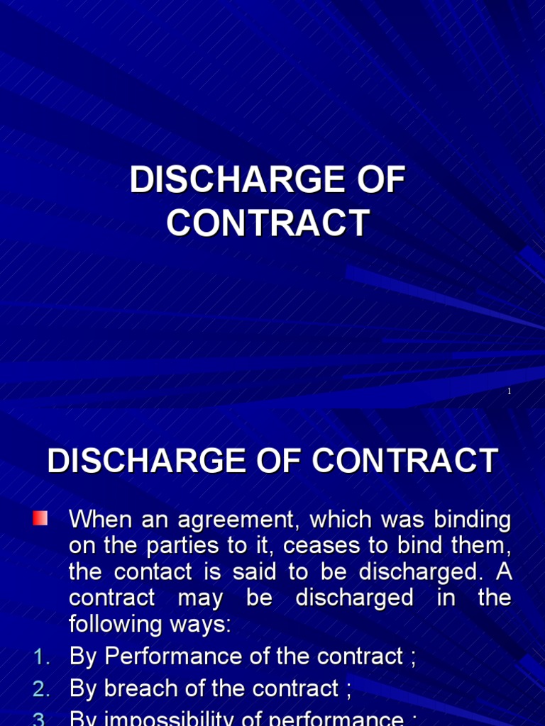 Discharge of Contract | PDF | Breach Of Contract | Damages