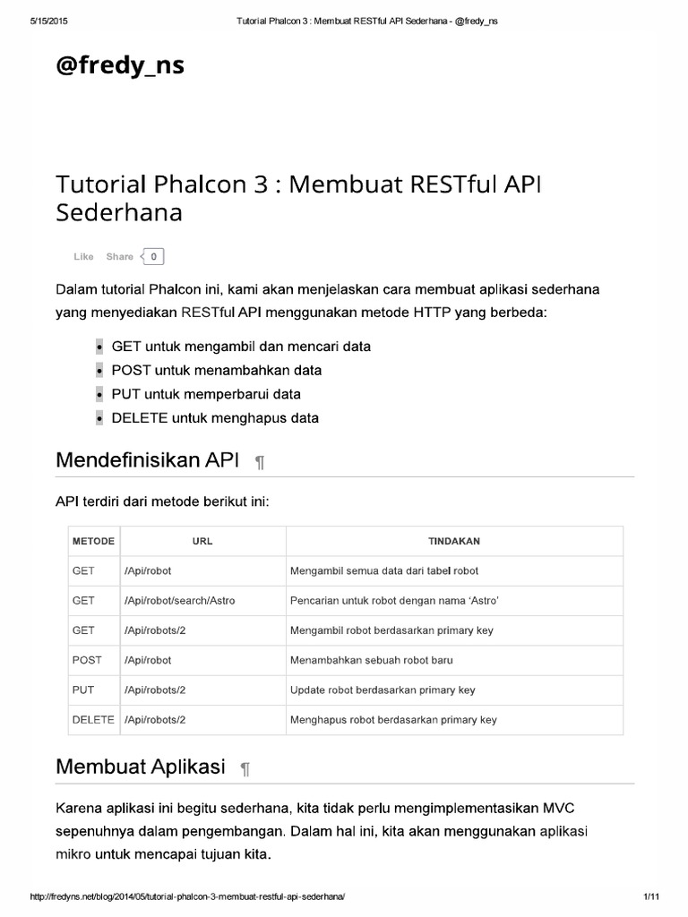 Phalcon 3 Membuat Restful Api Sederhana PDF | PDF