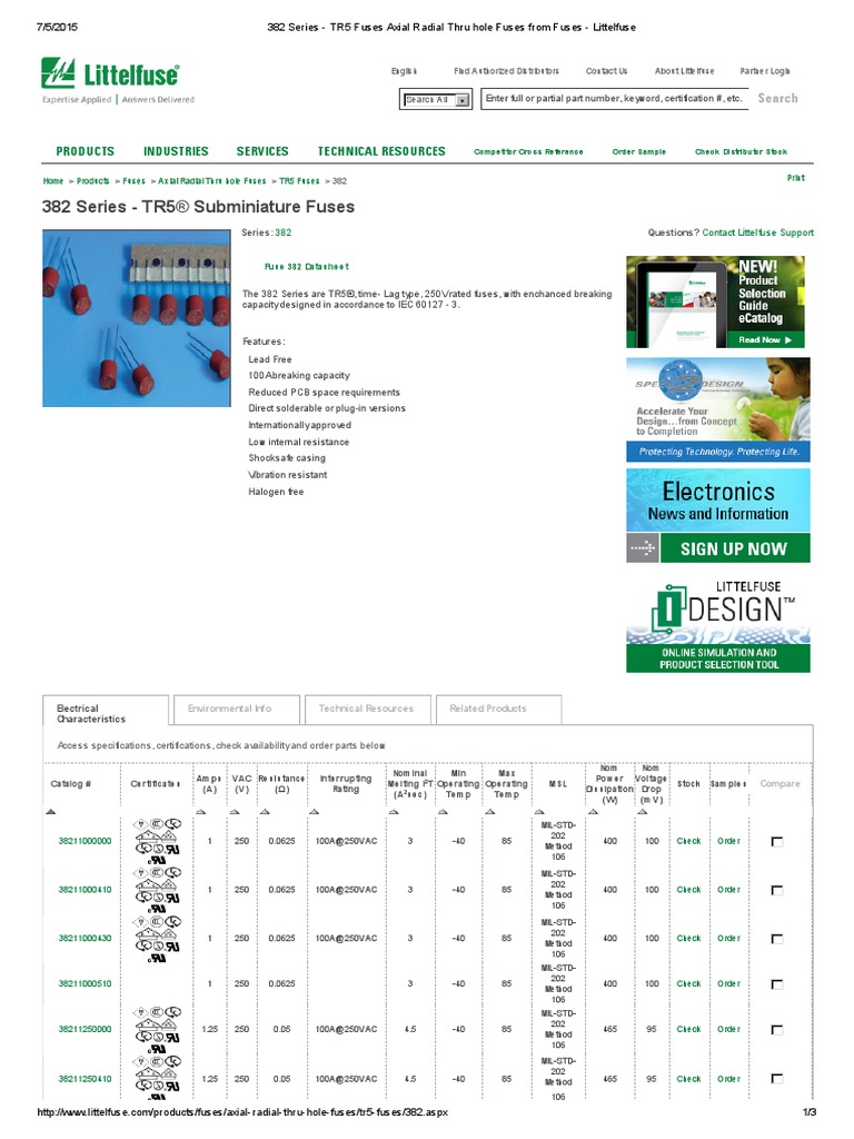 382 Series - TR5 Fuses Axial Radial Thru Hole Fuses From Fuses ...